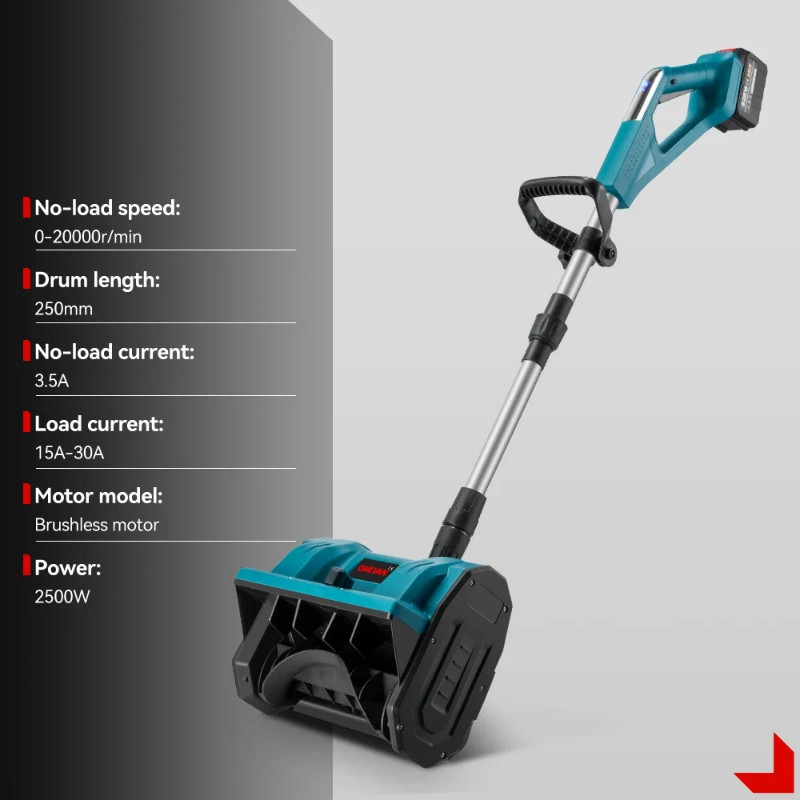 ONEVAN 2500W Brushless Electric Snowplow Foldable Cordless Snow Shovel ...