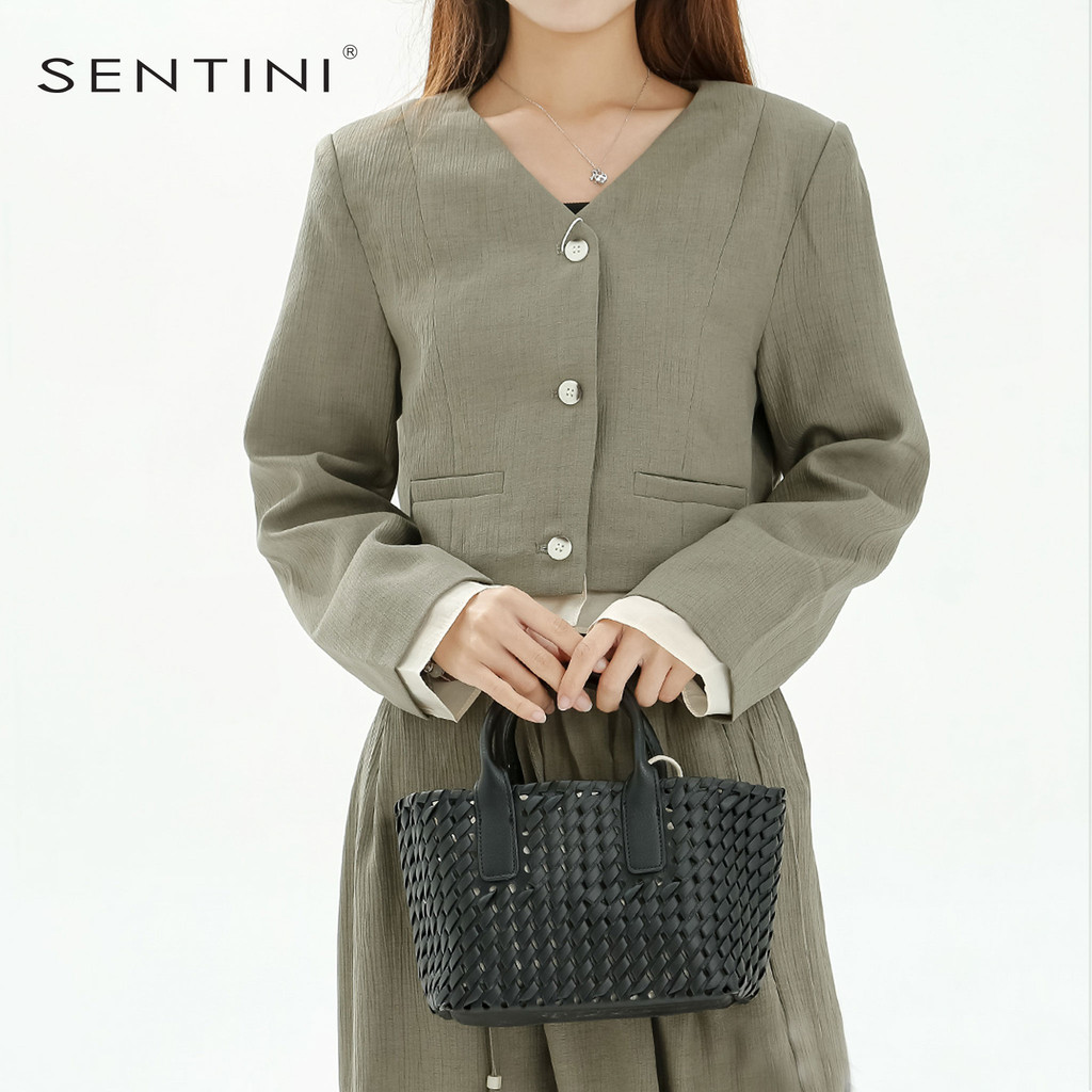 SENTINI Women's Hazel Drawstring Crossbody Bag - Black/Brown STB-100 ...