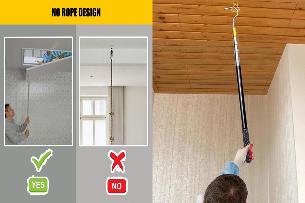 nlshime Ladder Pull System Kit Brass Tab for Attic Ladder Stainless ...