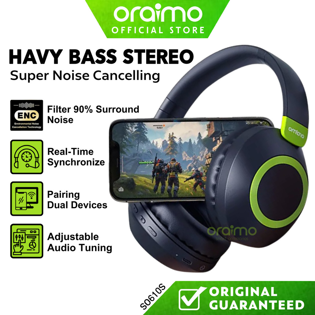 ORAIMO Noise Cancelling ANC Gaming Super Bass Wireless No Delay ...