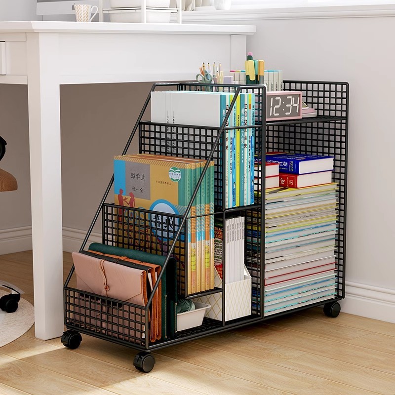 Cart Rack Bookshelf Rack Floor-standing Book Storage Box Removable Iron ...