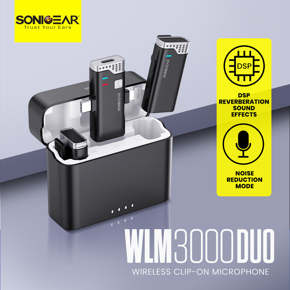 SonicGear WLM3000 Duo Clip On Microphone For Phone Camera Live Stream ...