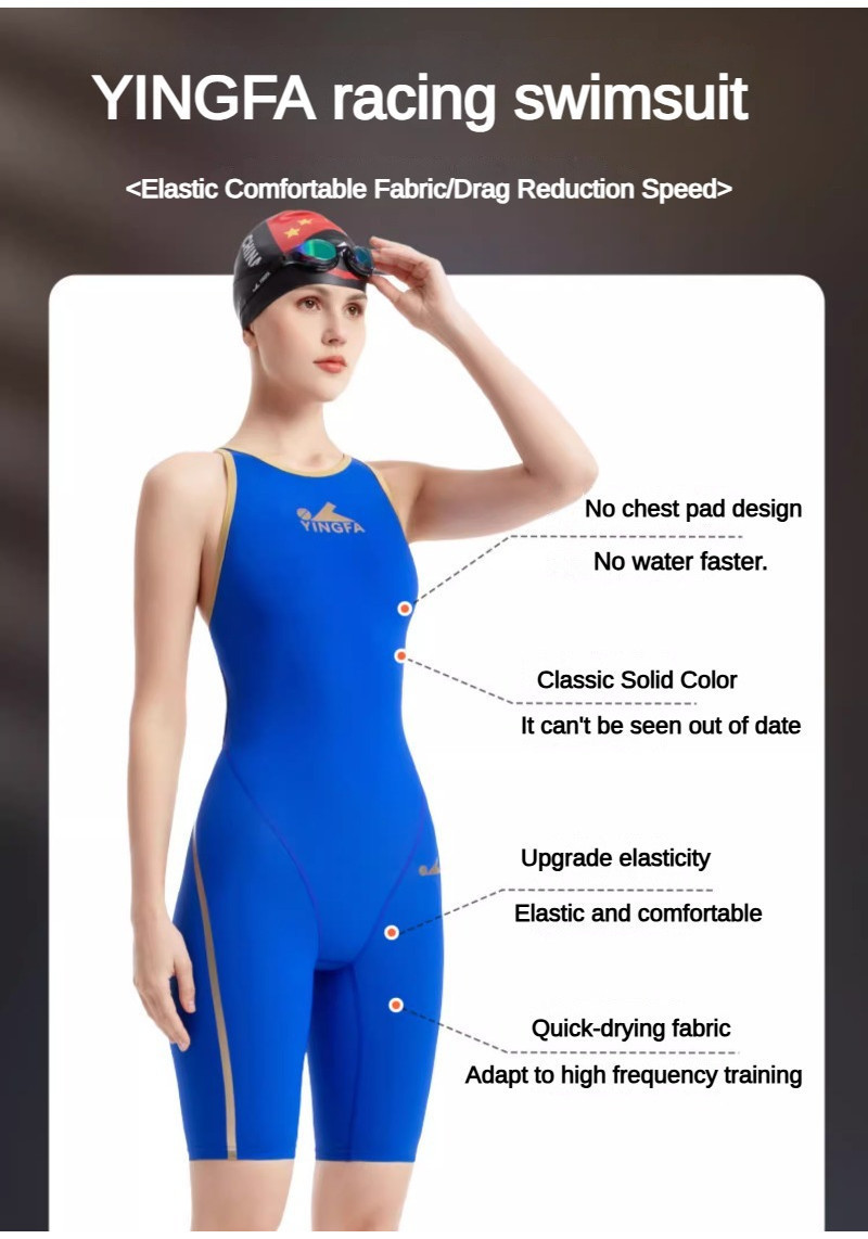 Sharkskin One Piece Swimsuit Knee-Length Racing Swimsuit Female ...