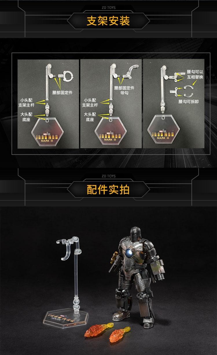 Iron Man MK1 Marvel 10 Tahun Cahaya Dada Model Boleh Gerak Hadiah Hari ...