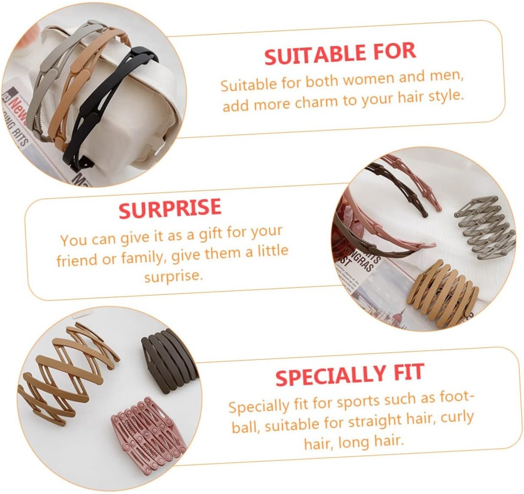 Folding Headband Anti-Slip Retractable Elegant Headband Fixed Hair ...