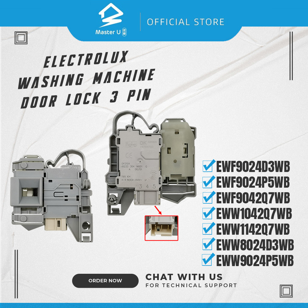 ELECTROLUX WASHING MACHINE DOOR LOCK 3 PIN 02615802/804 -EWF12933 ...