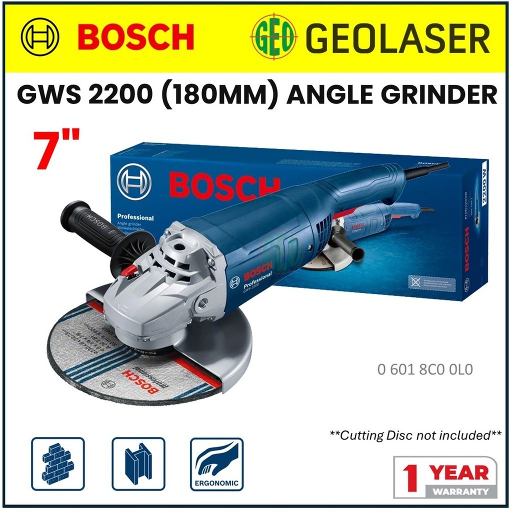 Bosch GWS 2200 180 / 230mm Large Angle Grinder | Shopee Malaysia