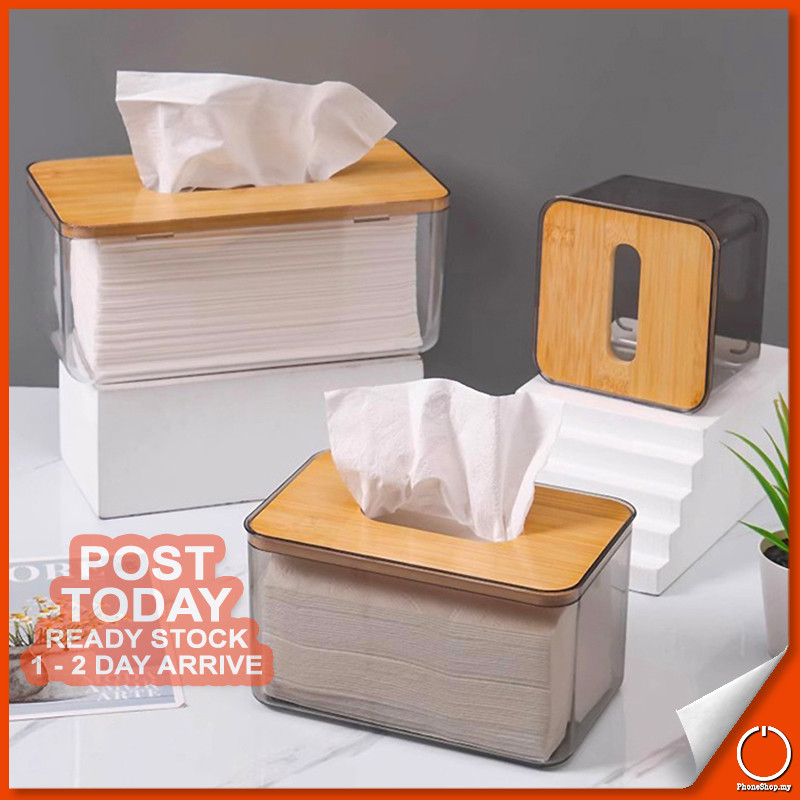 𝐄𝐀𝐒𝐘 𝐏𝐔𝐋𝐋 𝐎𝐔𝐓 Clear Tissue Box Holder Toilet Paper Roll Solid Wood ...