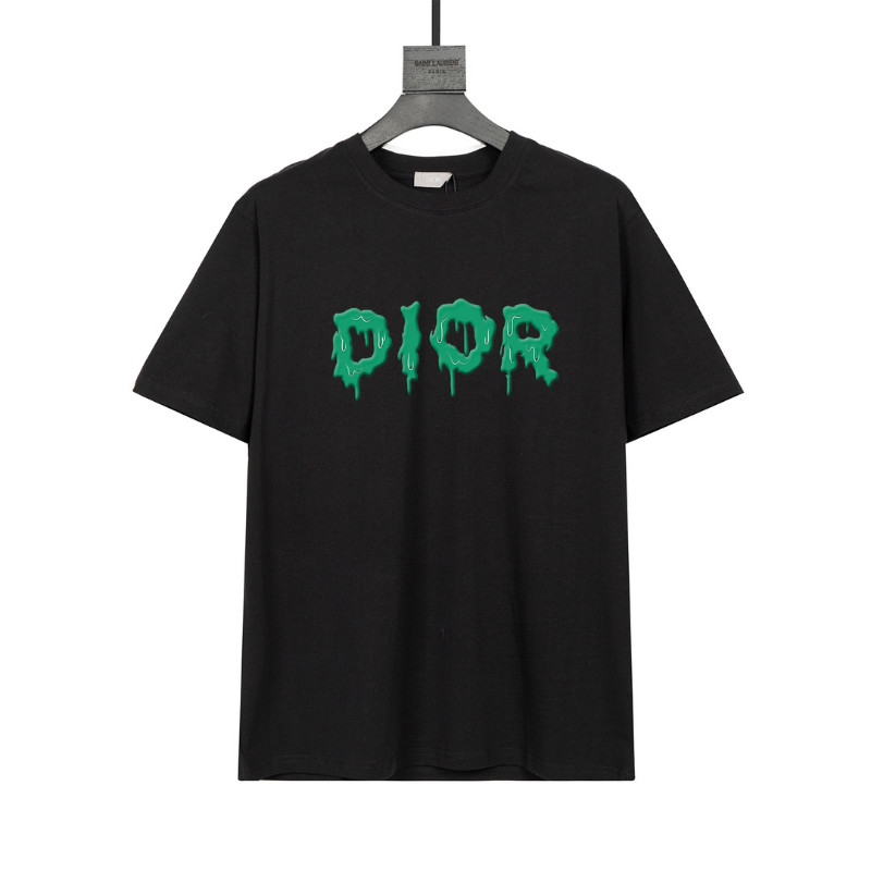 Dior5004 Black Graffiti Green Drip LOGO T-Shirt | Shopee Malaysia
