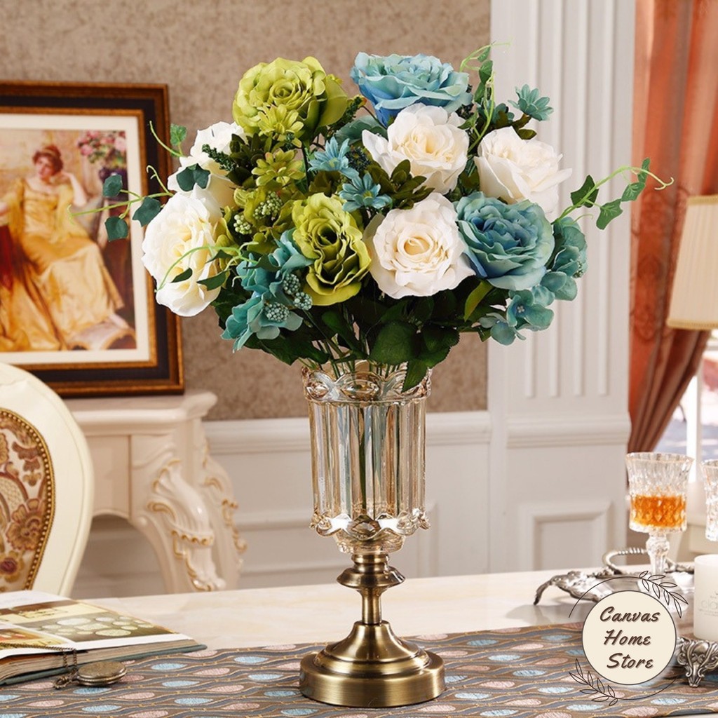 Pasu Kaca Hiasan Meja Makan Retro Crystal Bloom Glass Vase Design ...