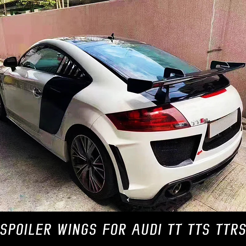 For Audi TT TTS TTRS MK2 MK3 FRP Glossy Black Carbon Fibe Rear Trunk ...