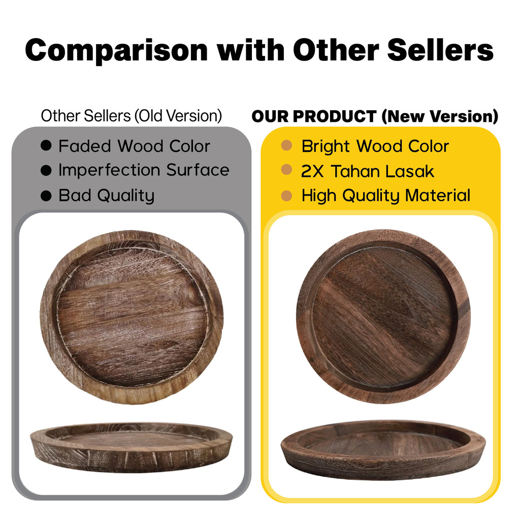 Round Wooden Tray Decor Tray Wood Rustic Decoration Table Aesthetic ...