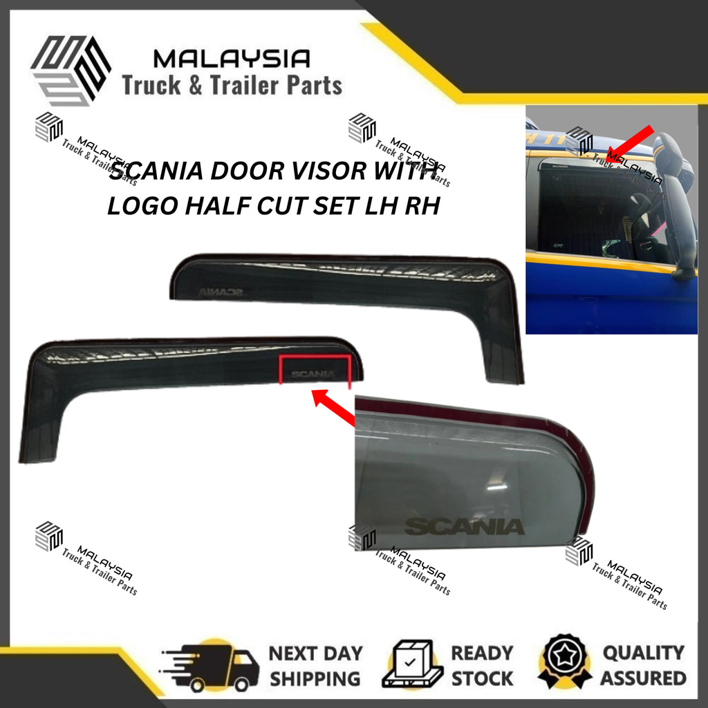 SCANIA DOOR VISOR WITH LOGO HALF CUT FOR SET LH RH LORI TRUCK AKSESORI ...