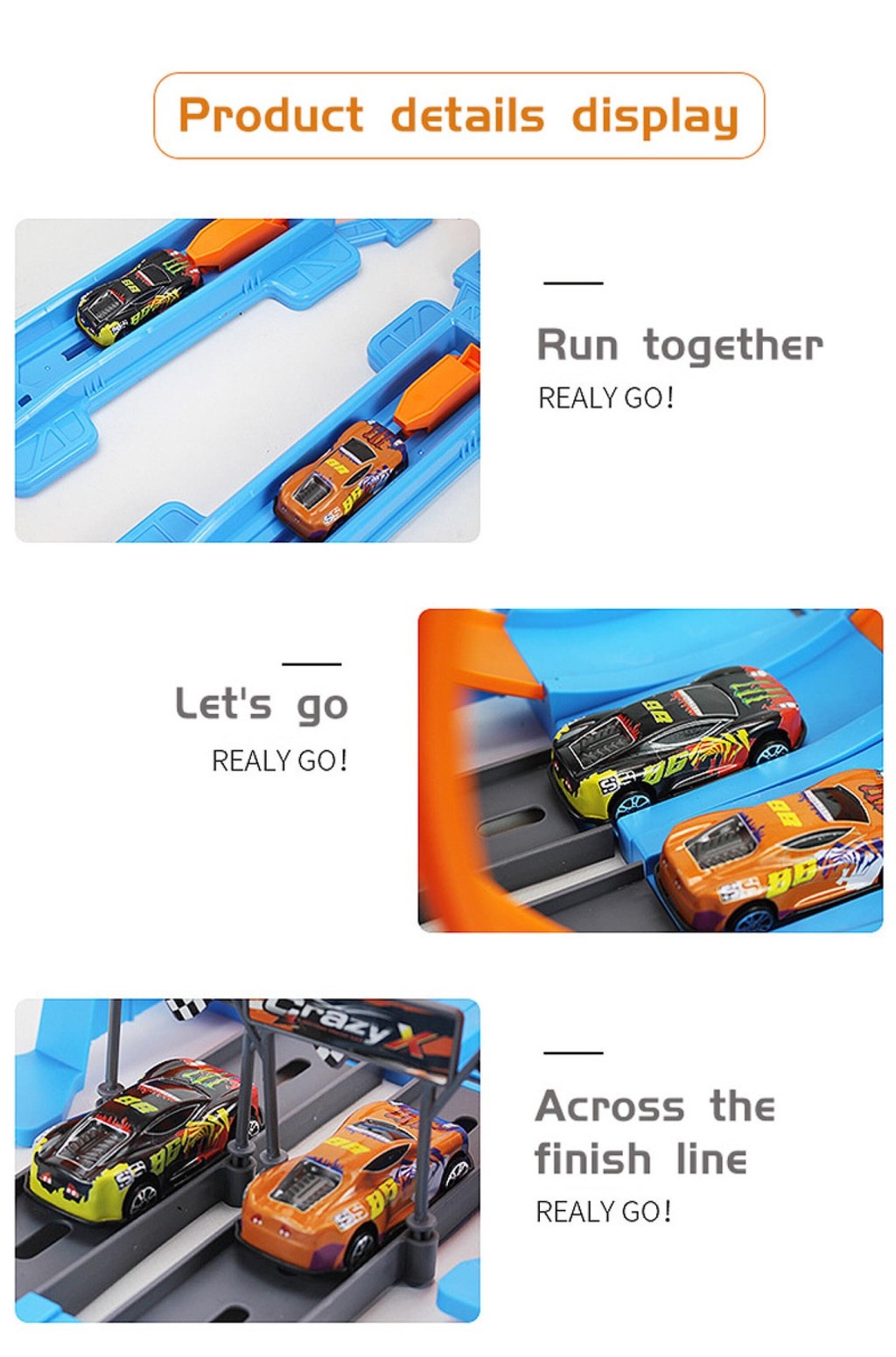 Double Loop Dash Track Set Racing Car Playset Fold & Go Racetrack With ...