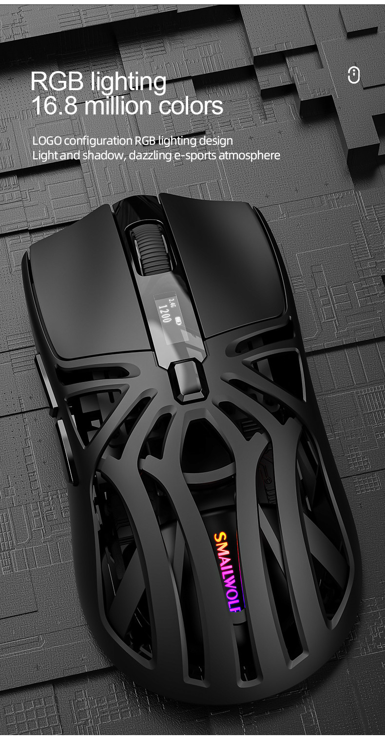 SMAILWOLF RS8 1000Hz Bluetooth Mouse, 10000dpi, Three-mode Connection ...