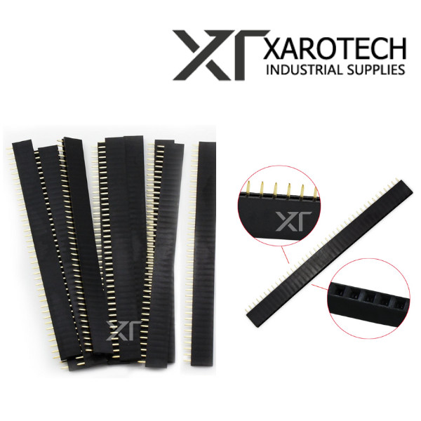 40-Pin Female Single Row Straight Pin Header Black Color (1.27mm ...