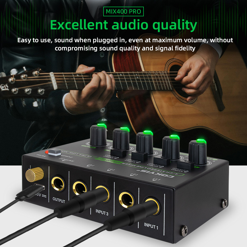 Mix400 Pro 4 Channel Professional Sound Mixer With RGB Light Mini Audio ...