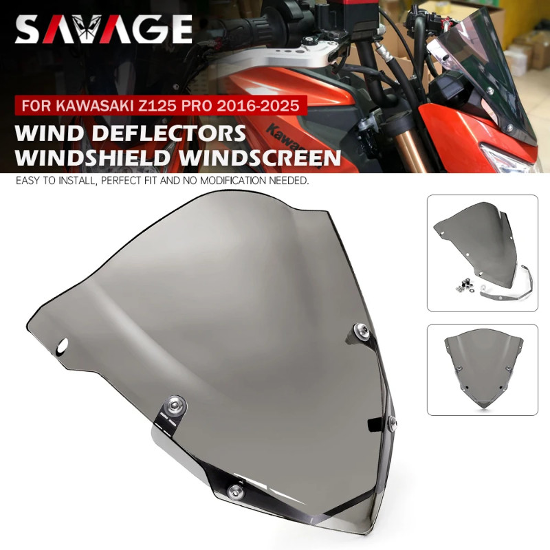Windshield Windscreen For KAWASAKI Z 125 Z125 PRO 2016-2024 Motorcycle ...