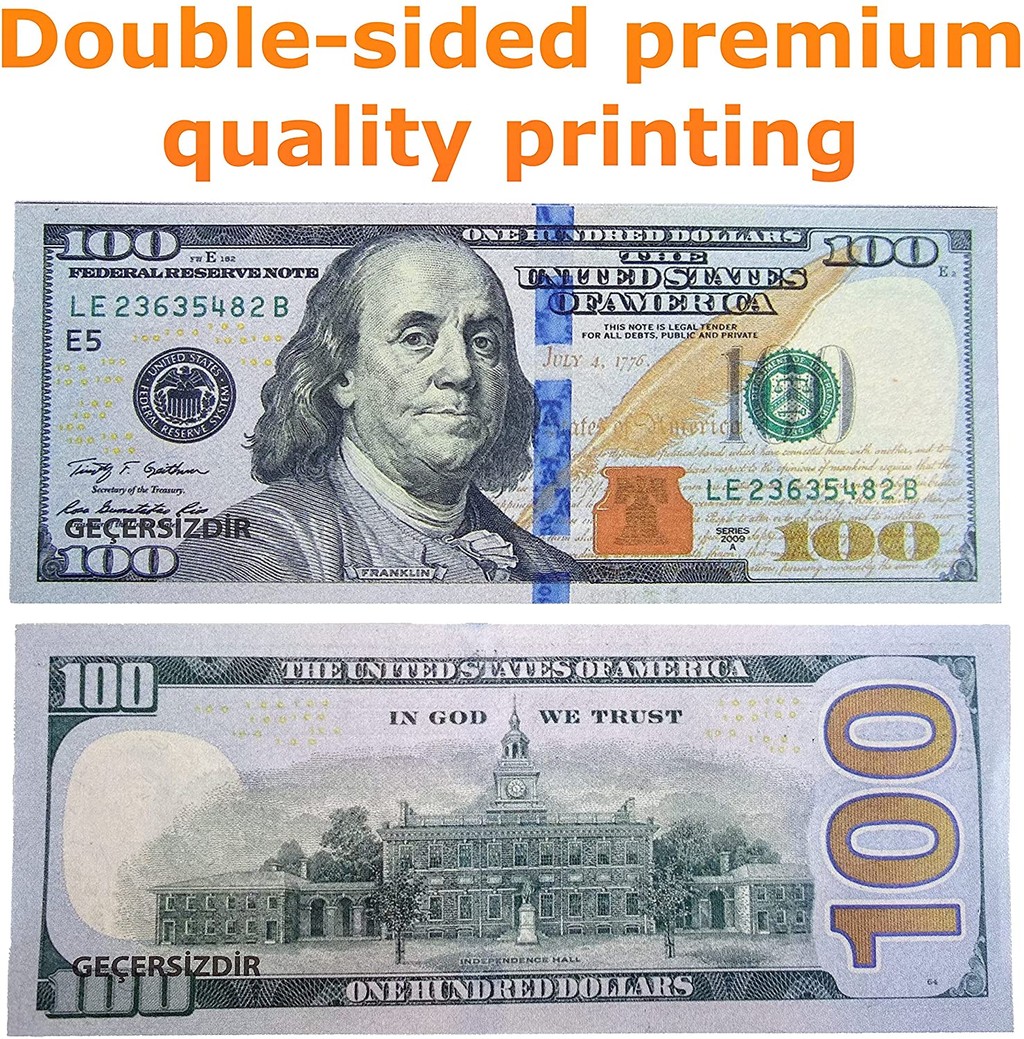100PCS Realistic Full-Print Prop Money – Practice Dollar Bills for ...