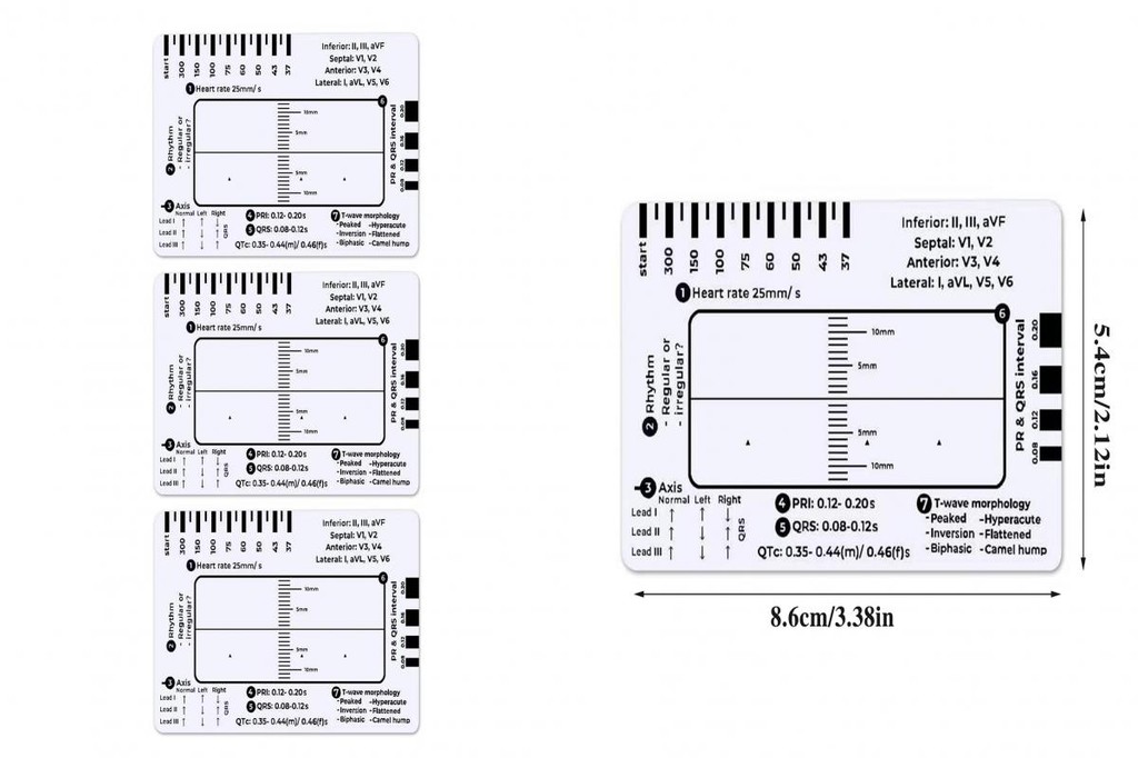CHEER 7 Step Ruler Portable Ecg-interpretation Pocket Guide Transparent ...