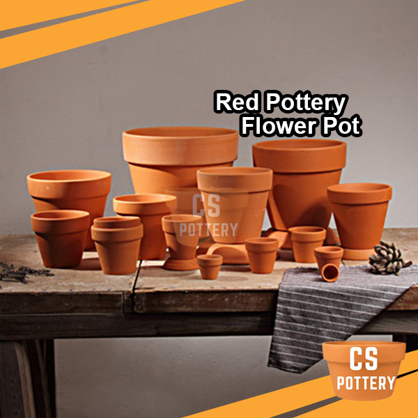 Pasu Bunga Kaktus Sukulen / Red Pottery Ceramic Pot Succulent Cactus ...