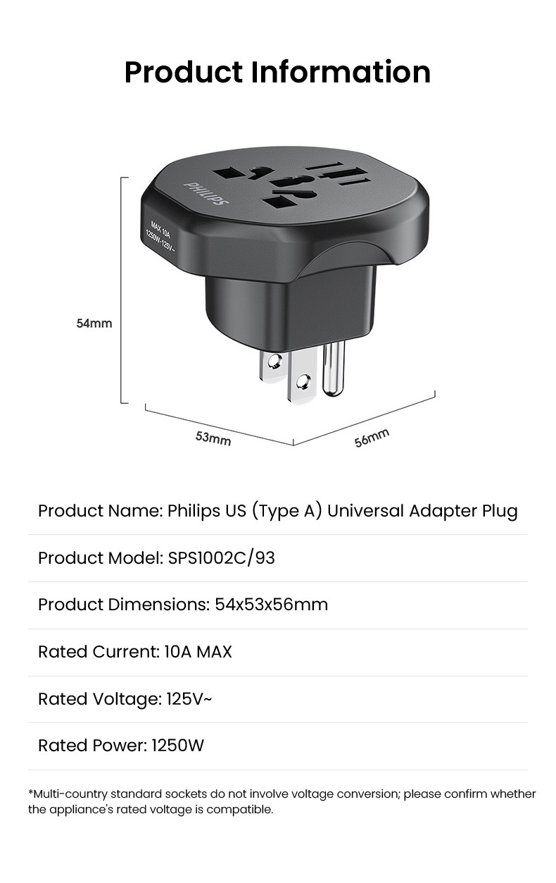 Philips Power Adapter Plug UK/US/Europe Multi-country Plug Conversion ...