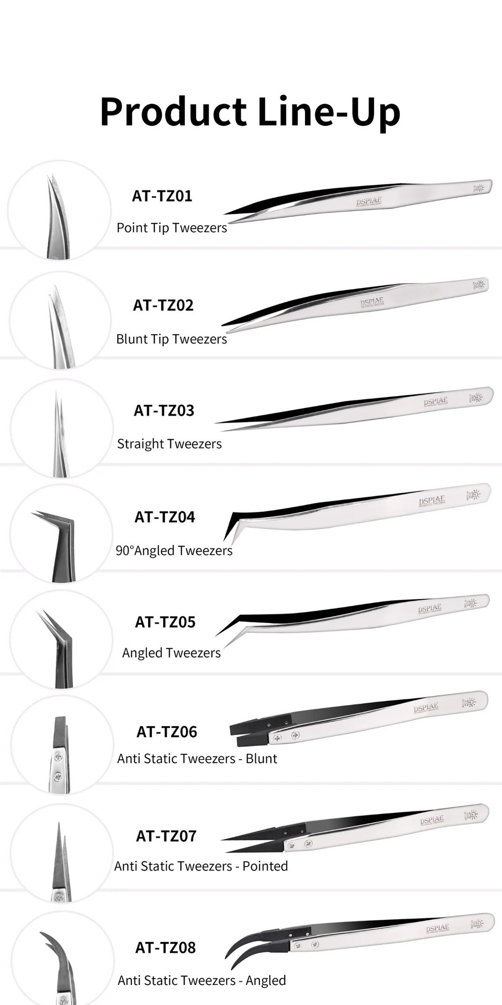 DSPIAE AT-TZ 01 Stainless Steel Precision Tweezers for Gundam DIY GK ...