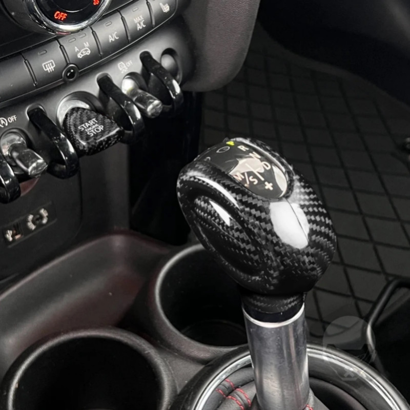 For BMW MINI F54 F55 F56 F57 F60 Carbon Fiber Gear Shift Knob Engine ...