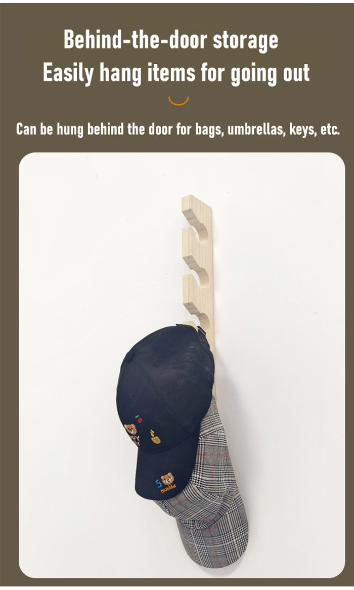 Wall-mounted Solid Wood Cap Display Rack Baseball Caps Organizer, Space ...