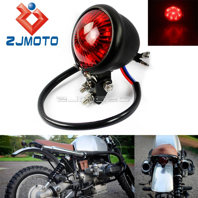 Motorcycle Adjustable Cafe Racer Tail Light Red Lens Brake Light ...