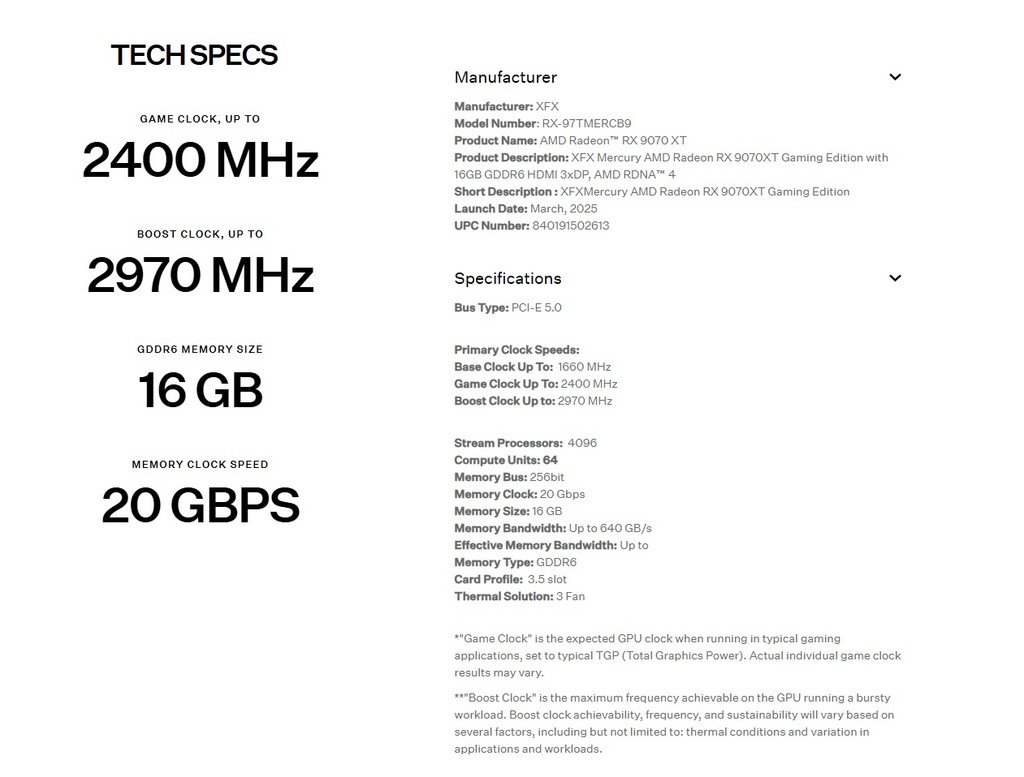 XFX Radeon RX 9070 XT 16GB GDDR6 SWIFT MERCURY RGB QUICKSILVER Triple ...