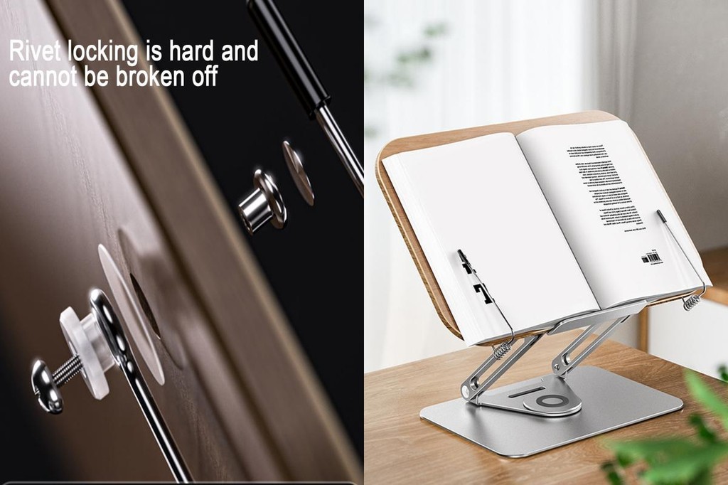 [TS] Cookery Book Stand Rotating Bookshelf Adjustable Rotating Book ...