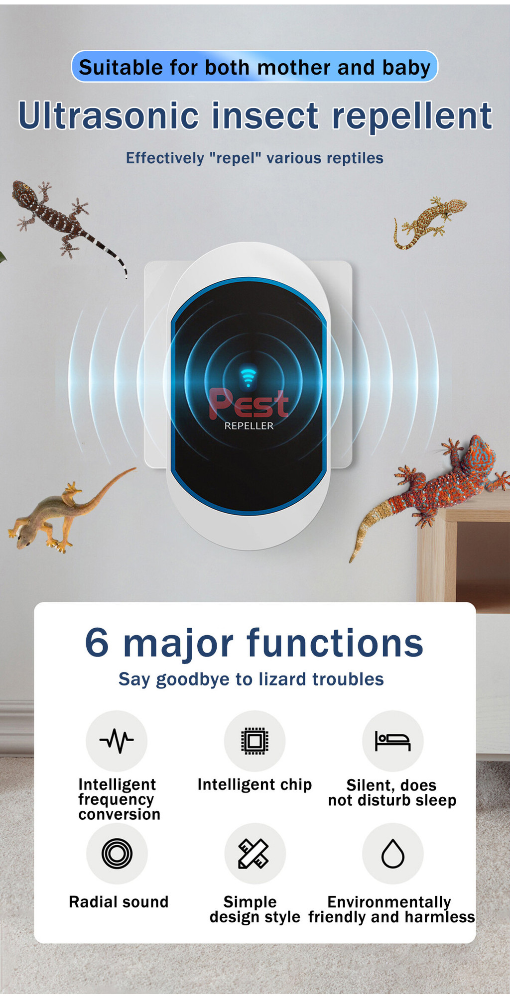 2024 New R&D！lizard repellent ultrasonic 100 years of use when plugged ...