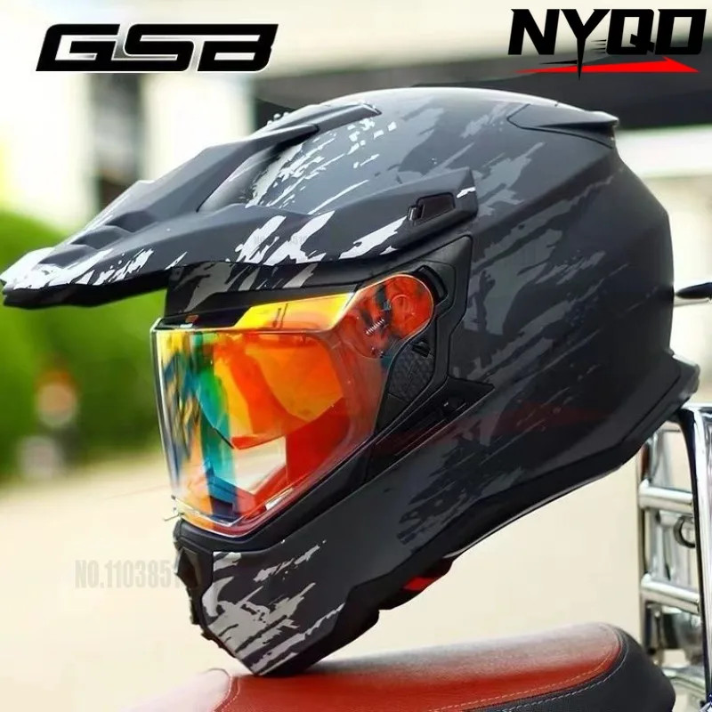 Original GSB Dual Lens XP-22 Motorcycle Full Helmet All Seasons ECE Certified Helmet cascos para ...