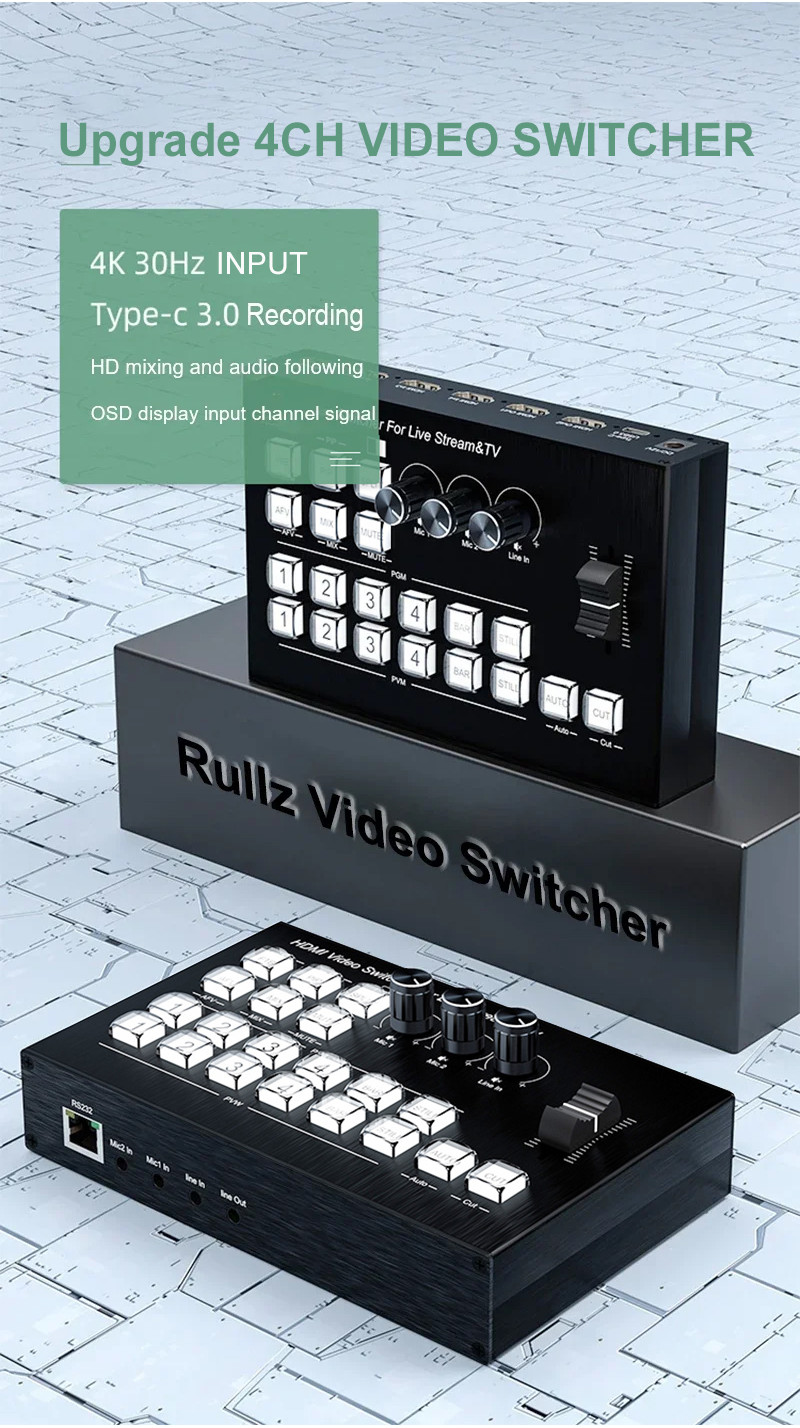 4K 4 Ports HDMI Video Switcher Multi Camera Live Streaming Production ...