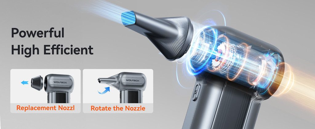 WOLFBOX MF100 Handheld Fan & Air Blower - 150,000 RPM High Speed, USB ...