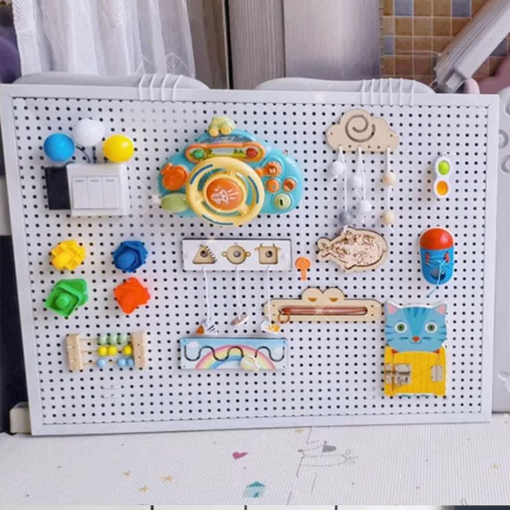 Children DIY Parts Montessori Pegboard Busy Board Wood Toys Training ...