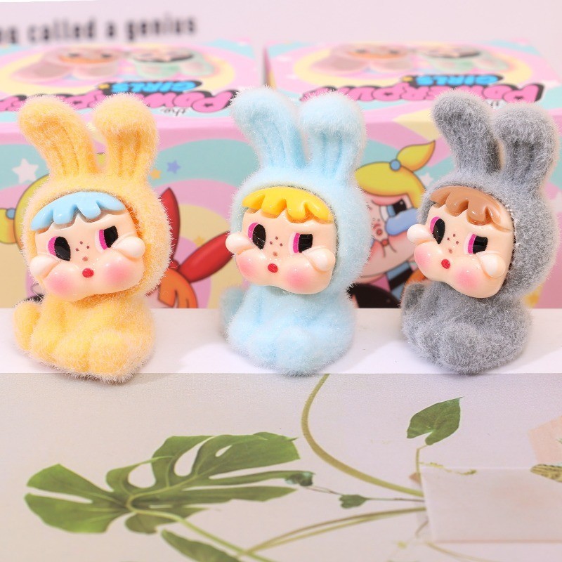 Powerpuff Girls Flocking Doll Blind Box - Mini Cartoon Doll Statue ...