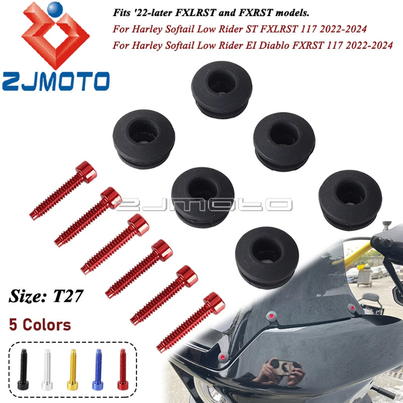 T27 M5 Motorcycle Rubber Well Nuts Windshield Nut Crew Bolts Washer Set ...
