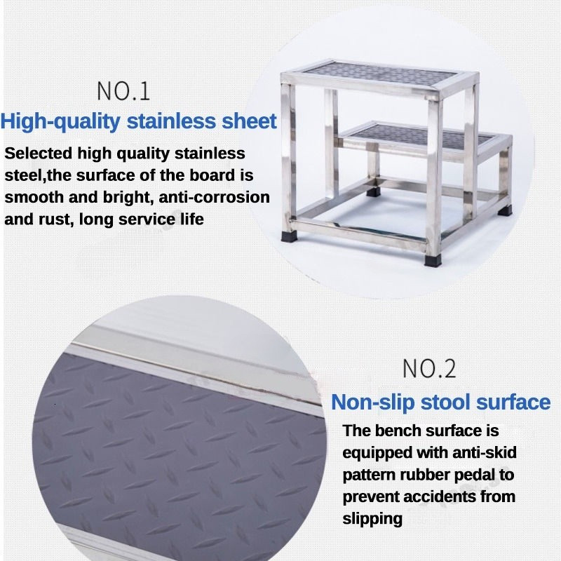 Stainless Steel Single Double-layer Footstool Ladder Household Indoor ...