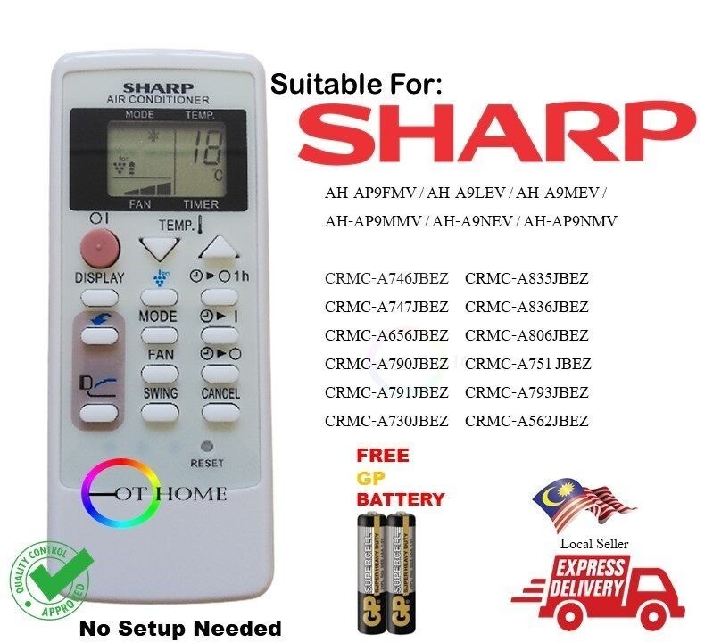 Sharp Air Cond Remote Control Replacement Ion Aircon with FREE BATTERY ...