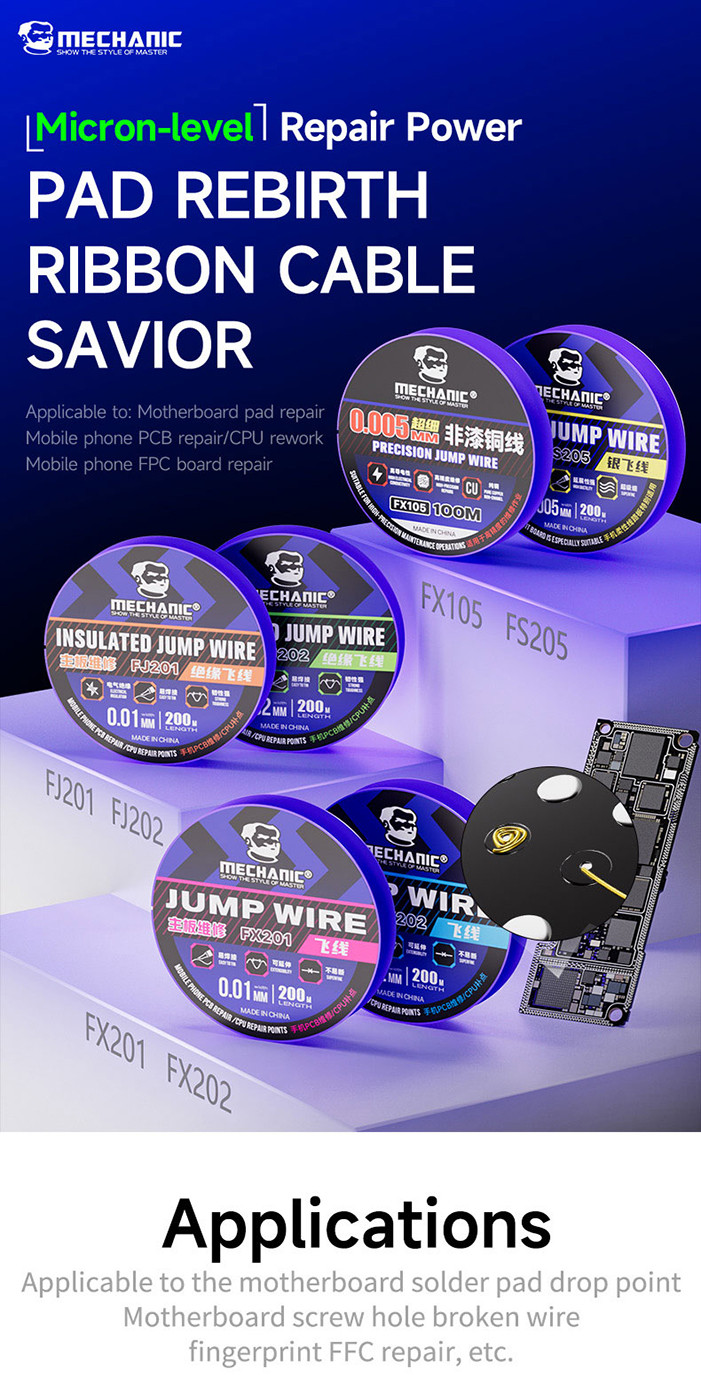 MECHANIC Jump Wires FX105 FS205 FJ201 FJ202 FX202 Extra-fine Silver ...