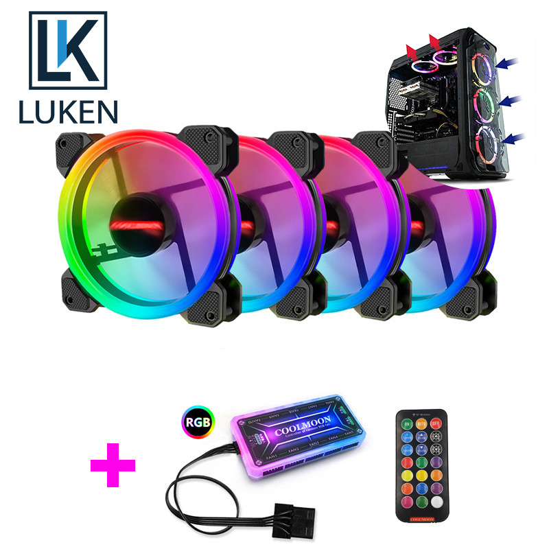 in stock LUKEN RGB LED Quiet Computer Case PC Cooling Fan 120mm with ...