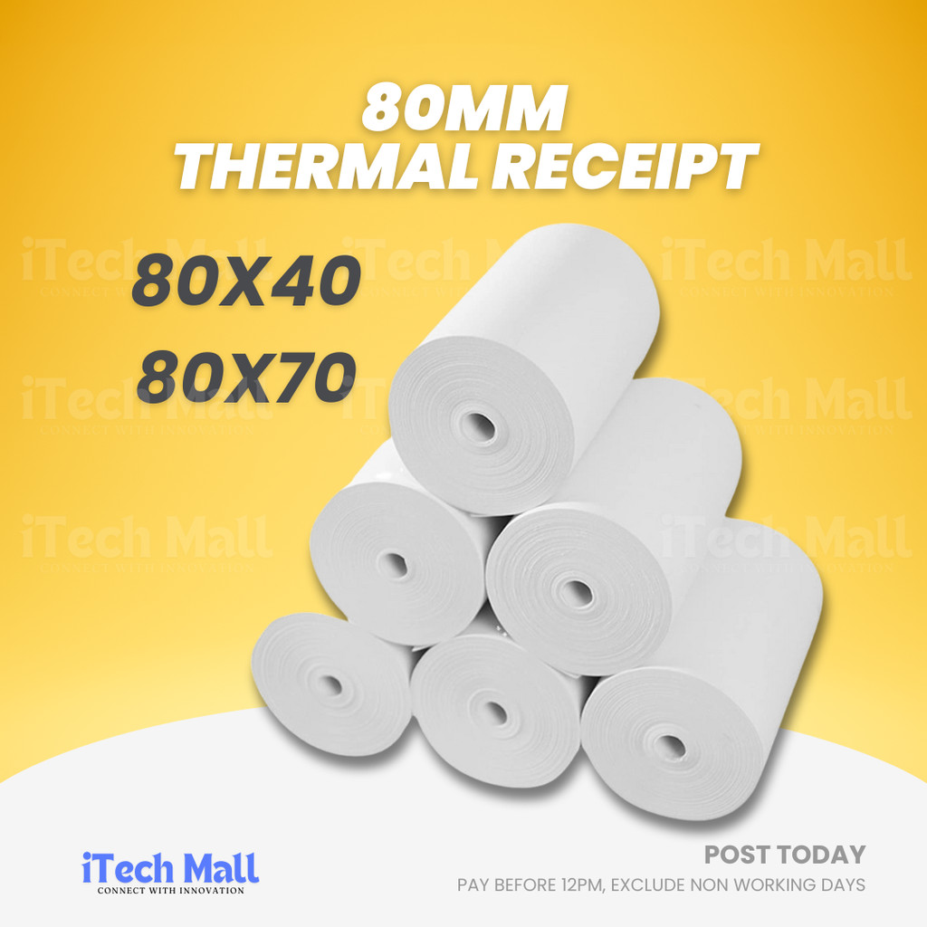 80mm Thermal Receipt Paper Roll 80x40 80x70 Kertas Resit Mesin Printer ...