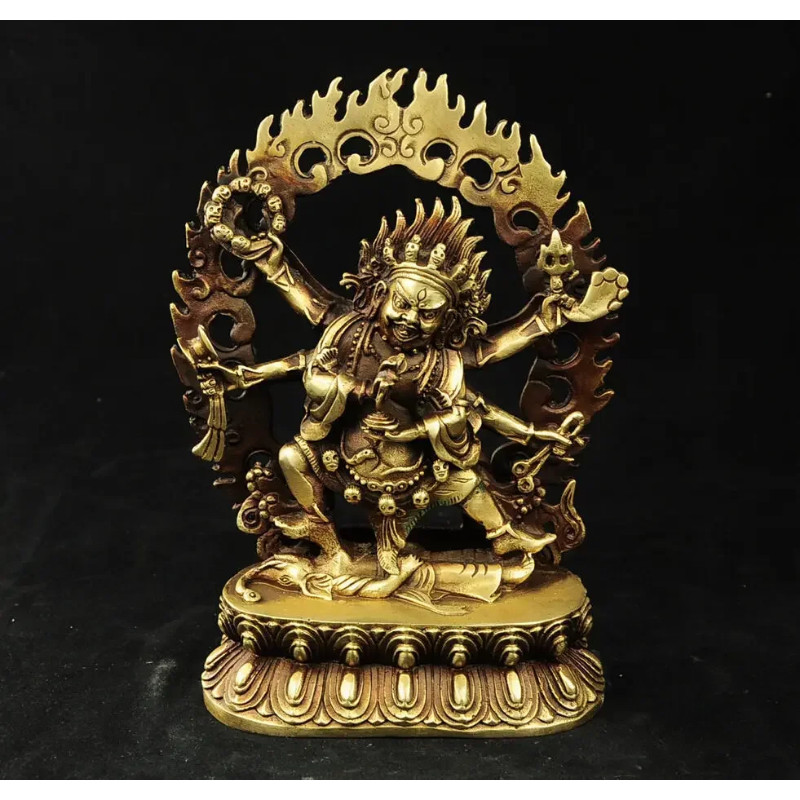 Pure buddhism brass 6 arms Mahakala Vajra King Kong Exorcism god buddha ...