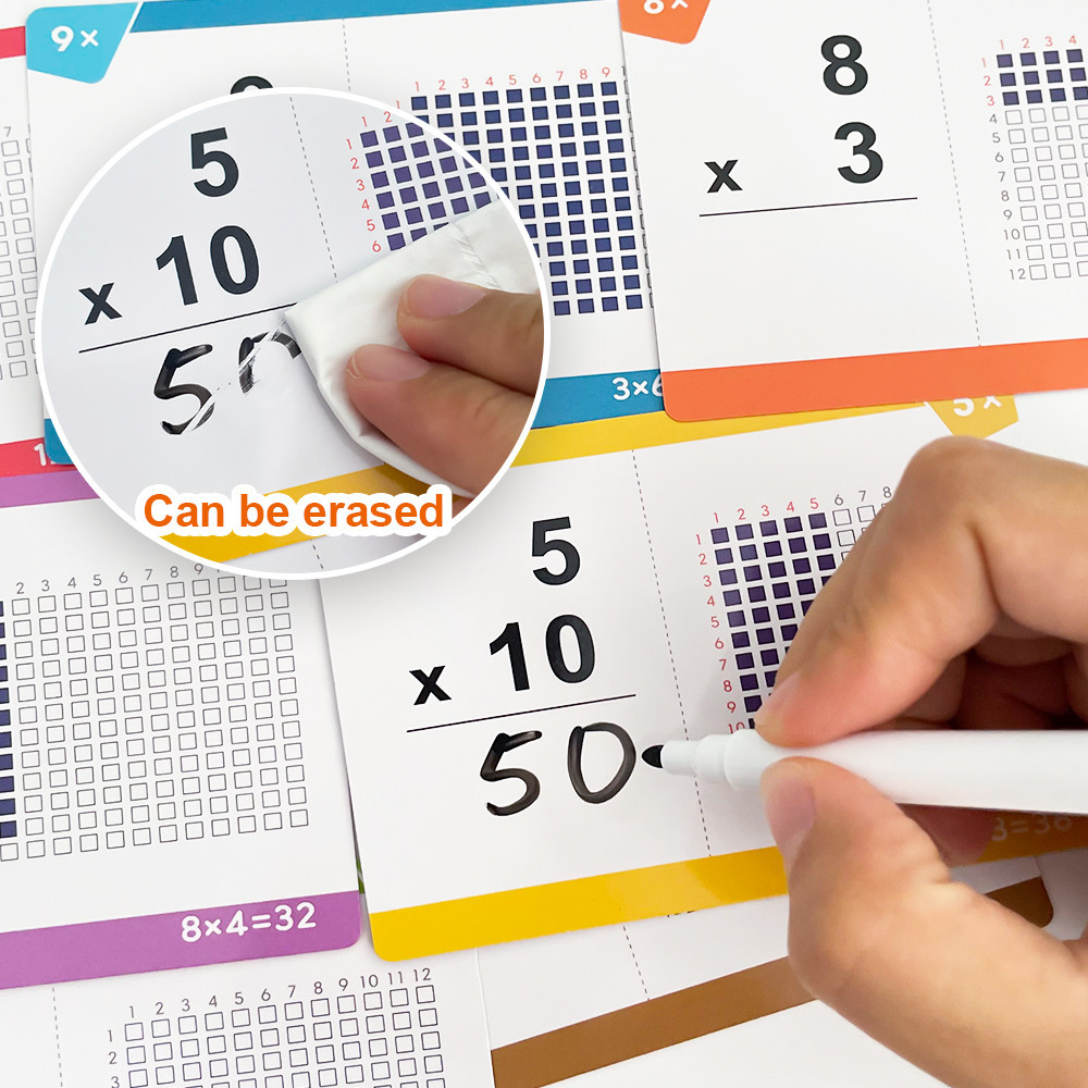 85Pcs Double Sided 0-12 (with Answers) Times Table Math Flashcards for ...