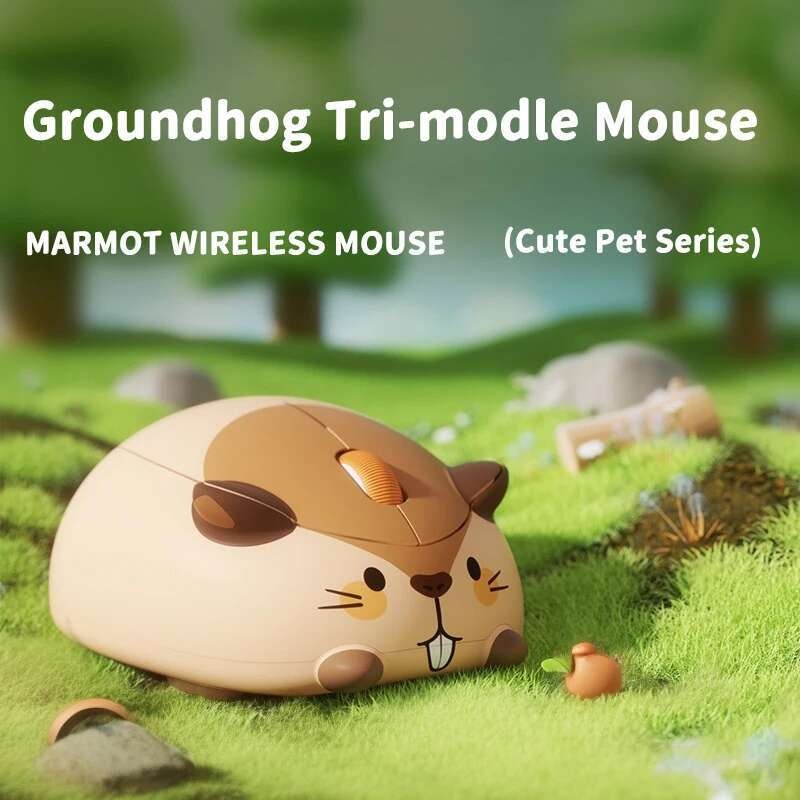 Tri-Model 2.4G Bluetooth USB Cute Cartoon Pet Groundhog Design Silent ...