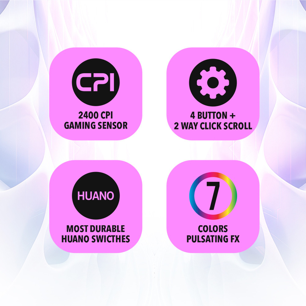 Alcatroz X Craft 2400 CPI High Definition Gaming Mouse 7 Colour Light Effect with 4 Button ...