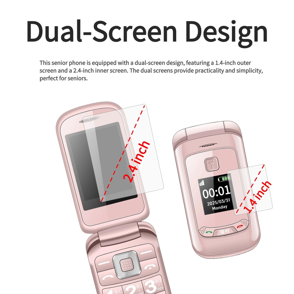 Stylish Ladies Flip Phone Dual Display Big Keypad Cheap Clamshell ...