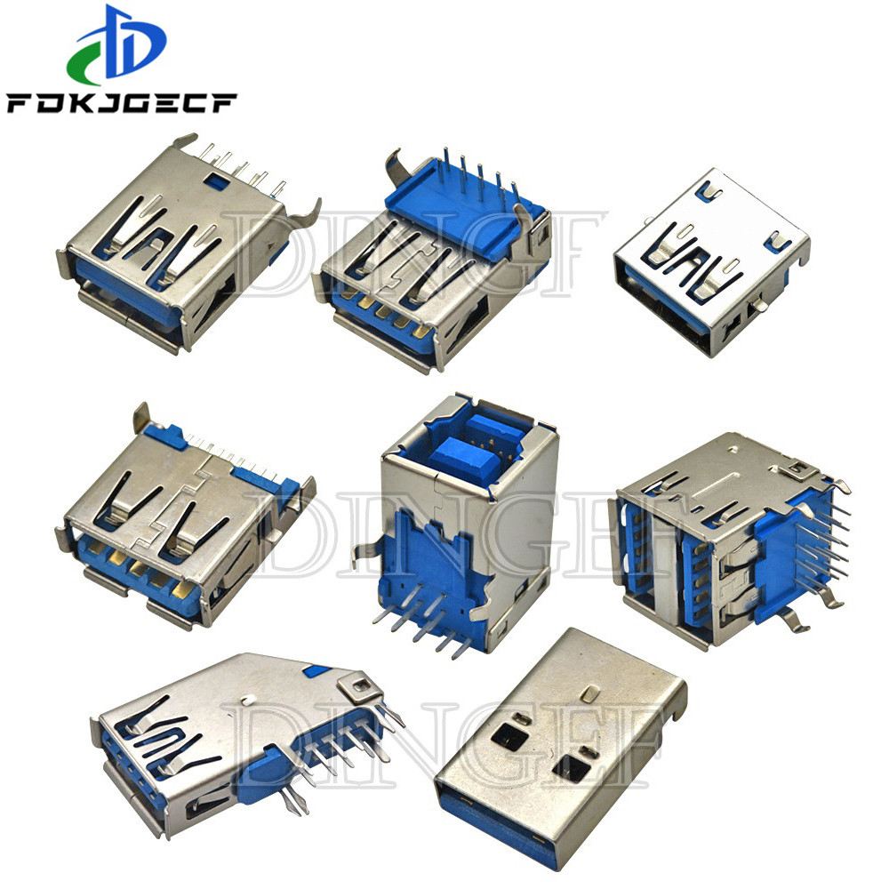 5PCS USB 3.0 USB-3.0-AF AM Type Port Male Female Solder Jacks Connector ...